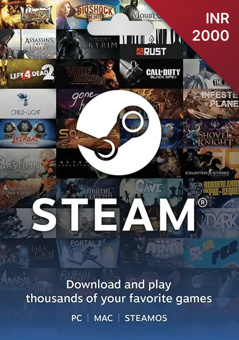 Buy Steam Wallet ₹2000 INR Gift Card (IN) - Digital Code