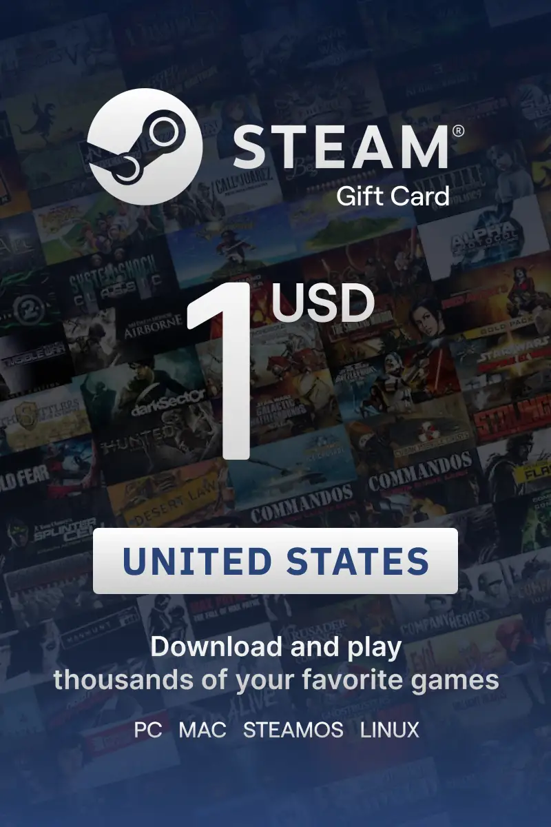 Buy Steam Wallet 1 USD Gift Card (United States) - Digital Key