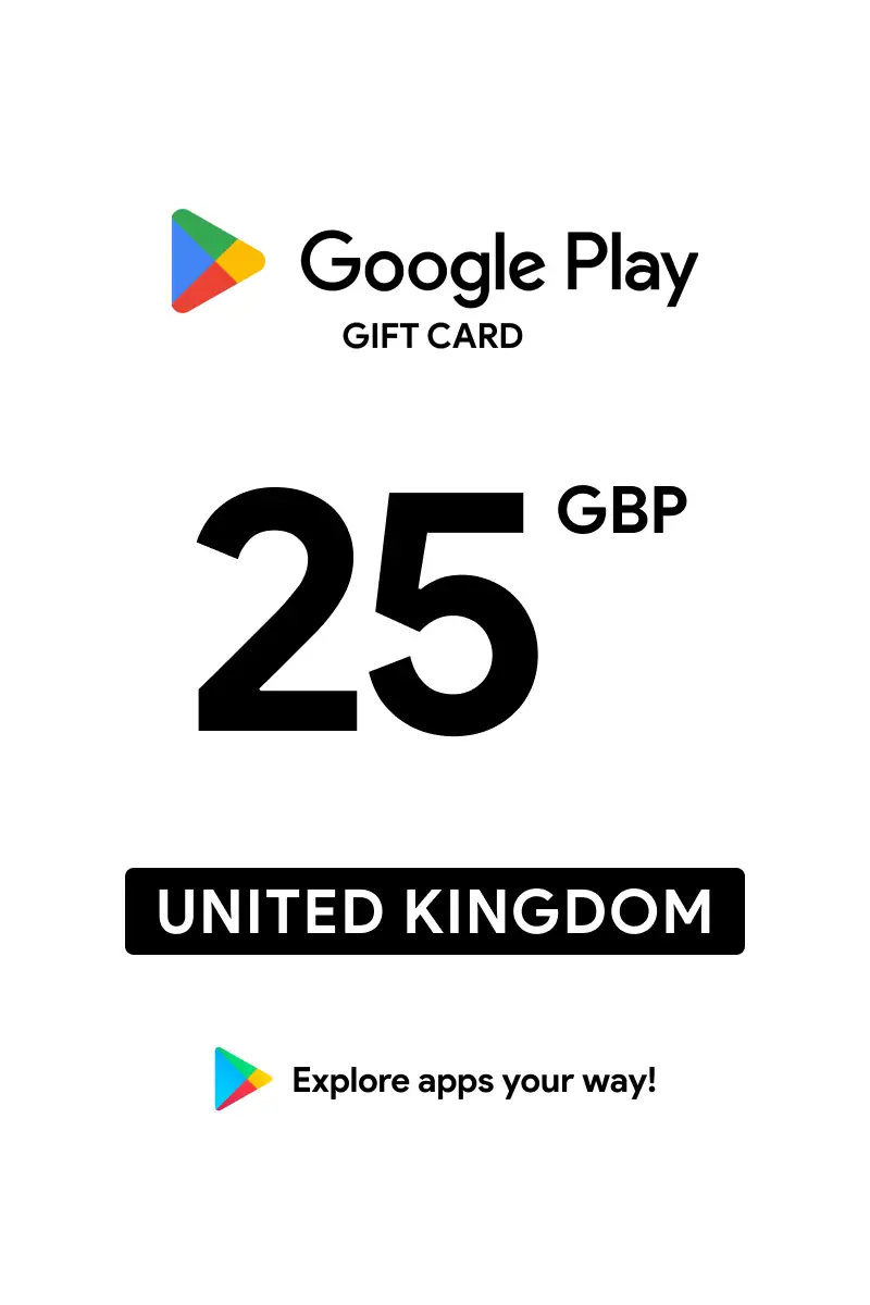 Buy Google Play 25 GBP Gift Card (United Kingdom) - Digital Key
