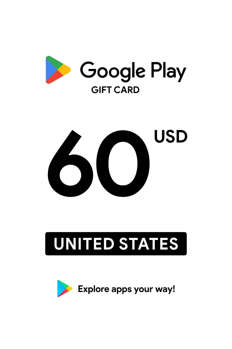 Buy Google Play 60 USD Gift Card (United States) - Digital Key