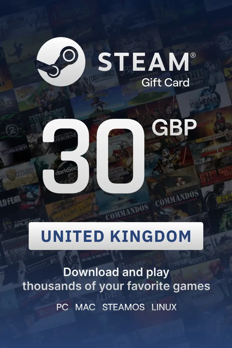 Buy Steam Wallet 30 GBP Gift Card (United Kingdom) - Digital Key
