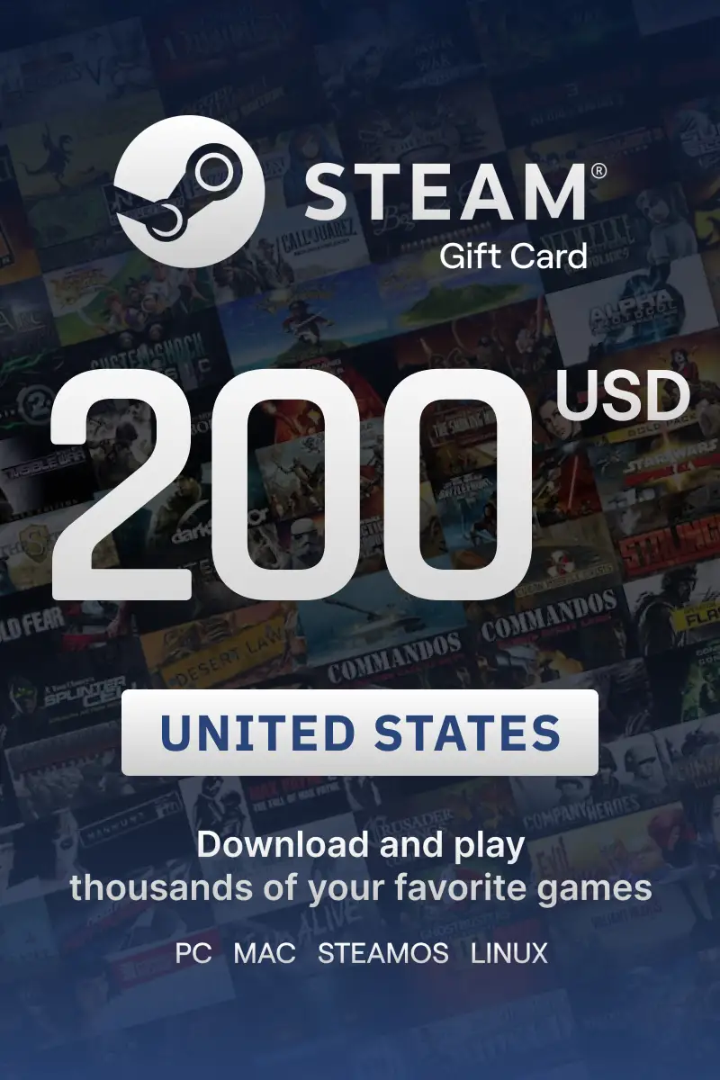 Buy Steam Wallet 200 USD Gift Card (United States) - Digital Key