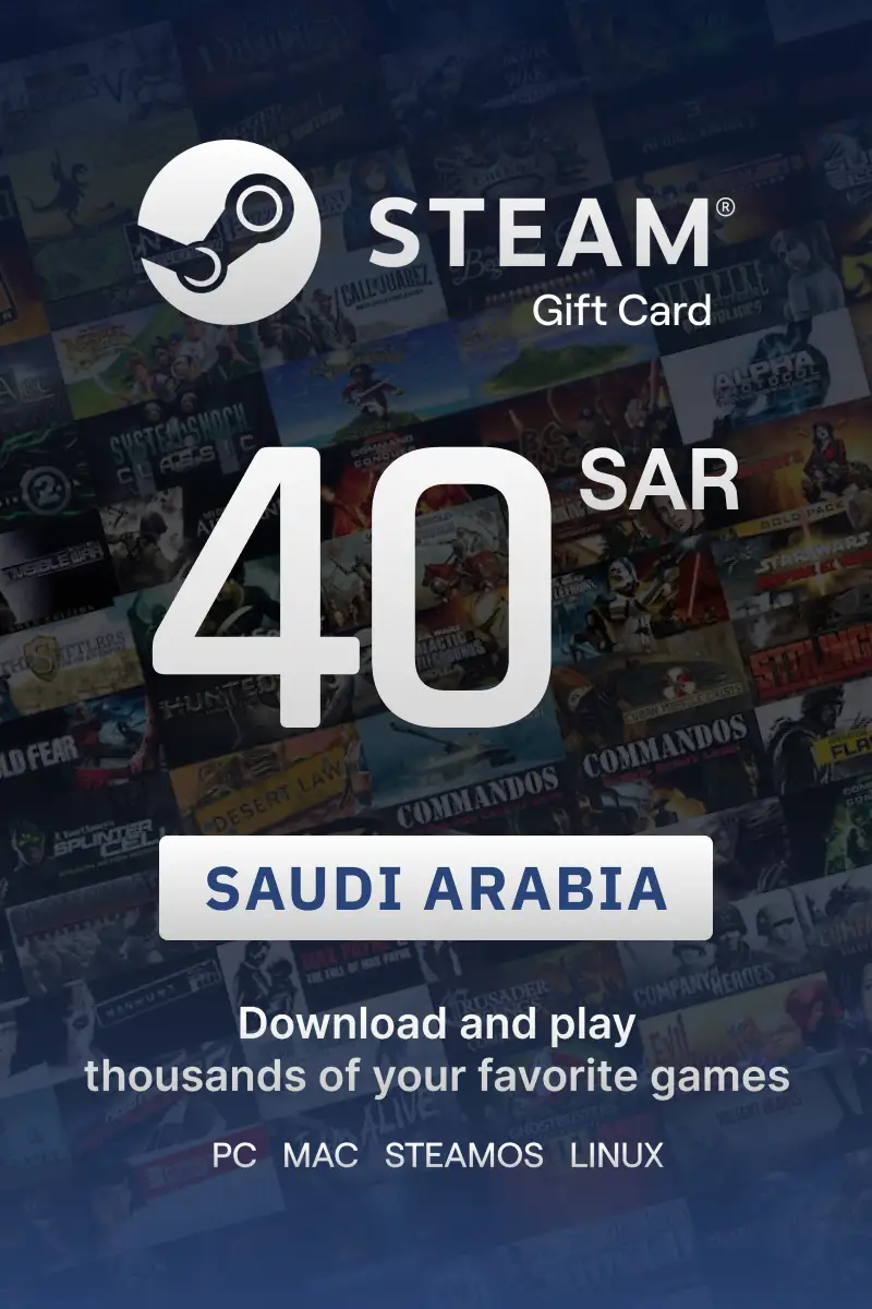 Buy Steam Wallet 40 SAR Gift Card (Saudi Arabia) - Digital Key