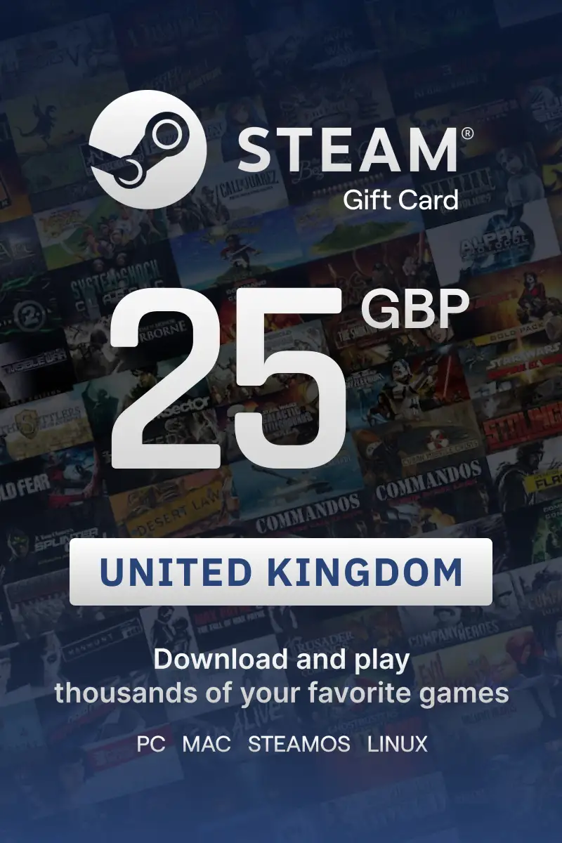 Buy Steam Wallet 25 GBP Gift Card (United Kingdom) - Digital Key