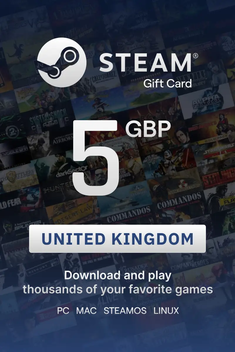 Buy Steam Wallet 5 GBP Gift Card (United Kingdom) - Digital Key