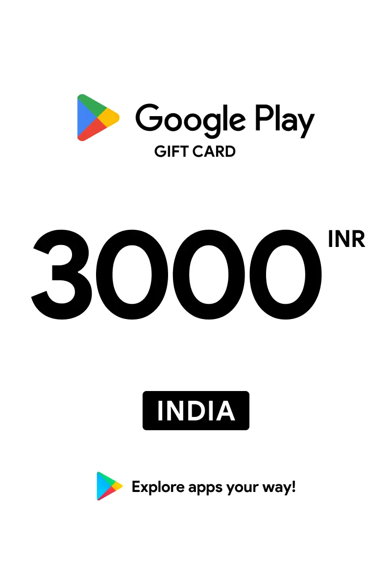 Buy Google Play 3000 INR Gift Card (India) - Digital Key